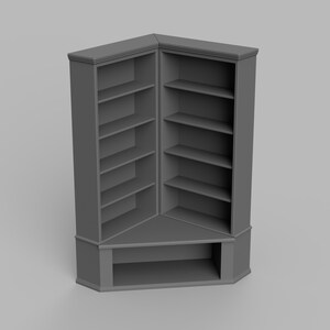 STL File - 1/12 Scale Corner Bookcase STL (2 Size) for Dollhouses and ...