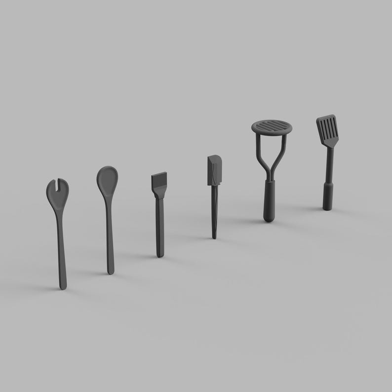 STL File - 1/12 Scale Kitchen Utensils Set V1 (6 Piece) for Dollhouses ...