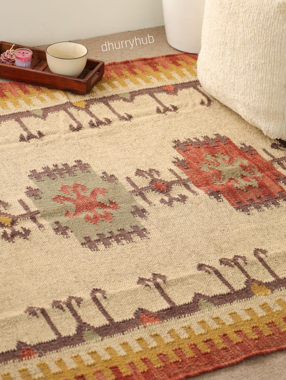 Handmade Wool Jute Kilim Rug, Aztec Accent, 4x6 Ft - Etsy