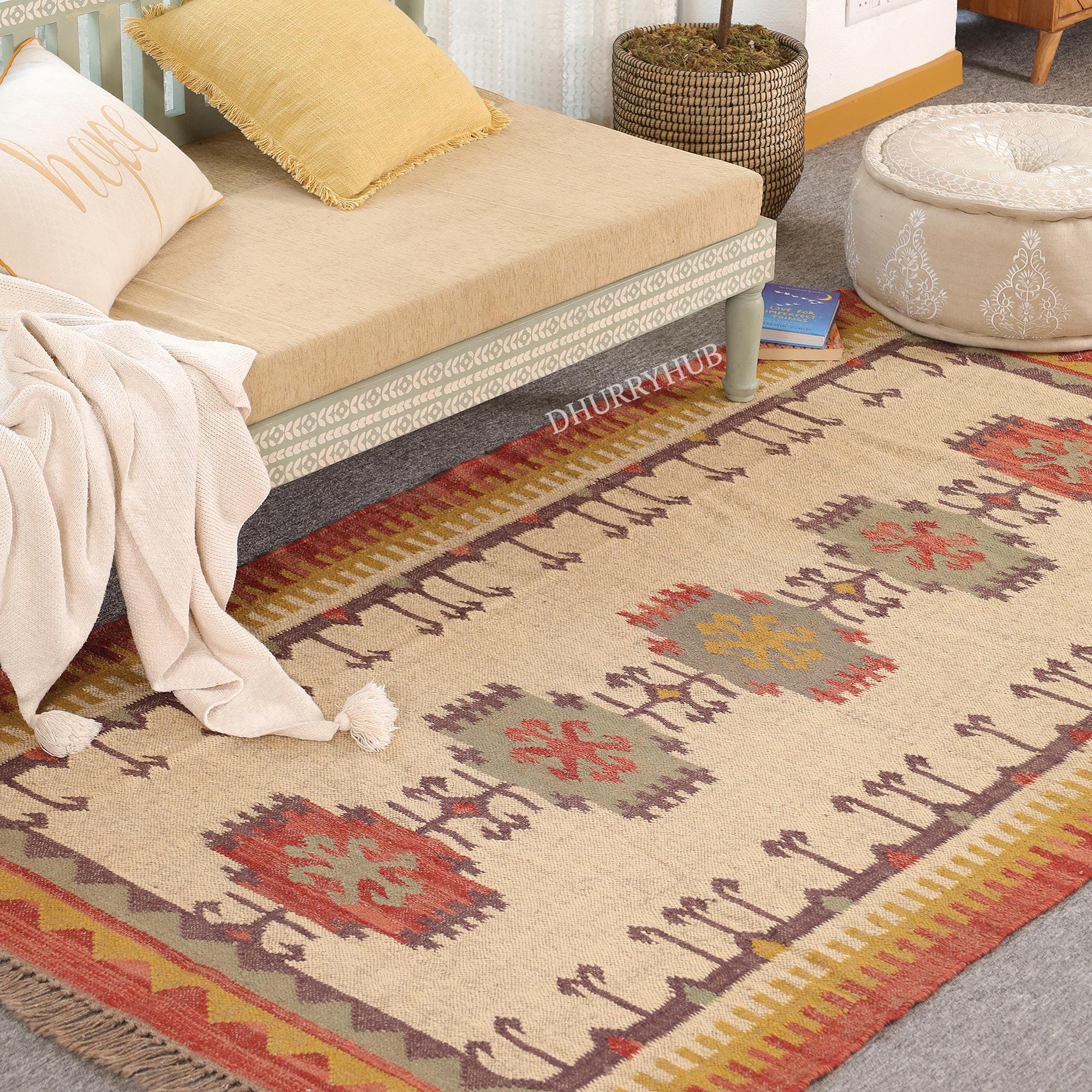 Handmade Wool Jute Kilim Rug, Aztec Accent, 4x6 Ft - Etsy
