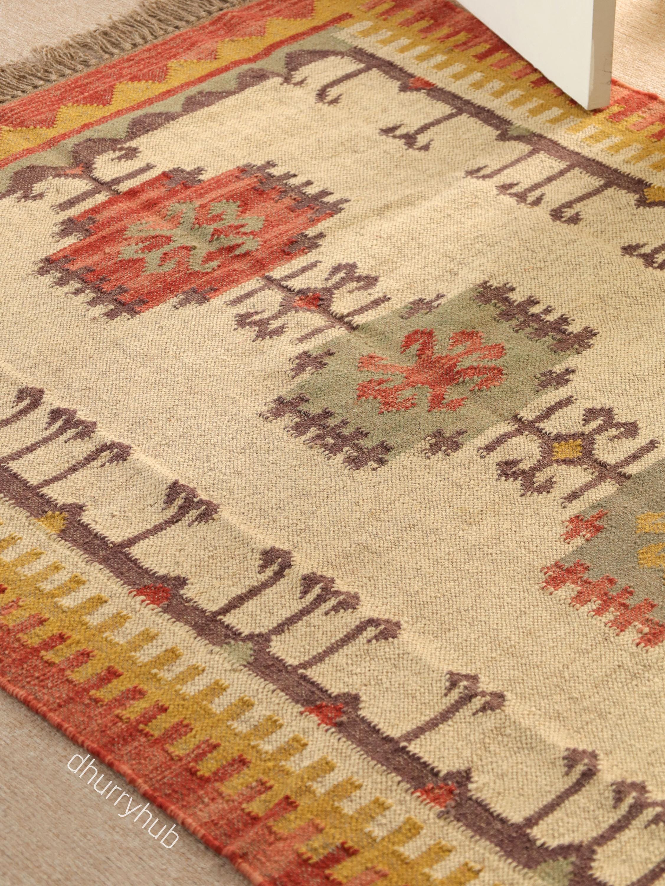 Handmade Wool Jute Kilim Rug, Aztec Accent, 4x6 Ft - Etsy