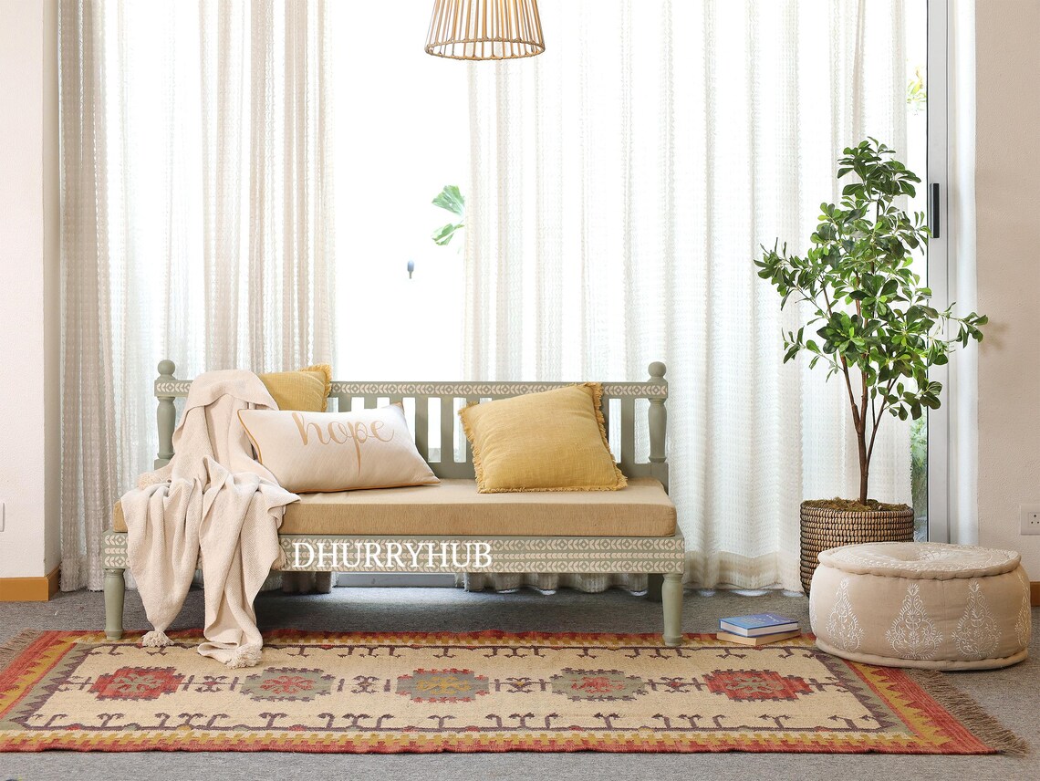 Handmade Wool Jute Kilim Rug, Aztec Accent, 4x6 Ft - Etsy