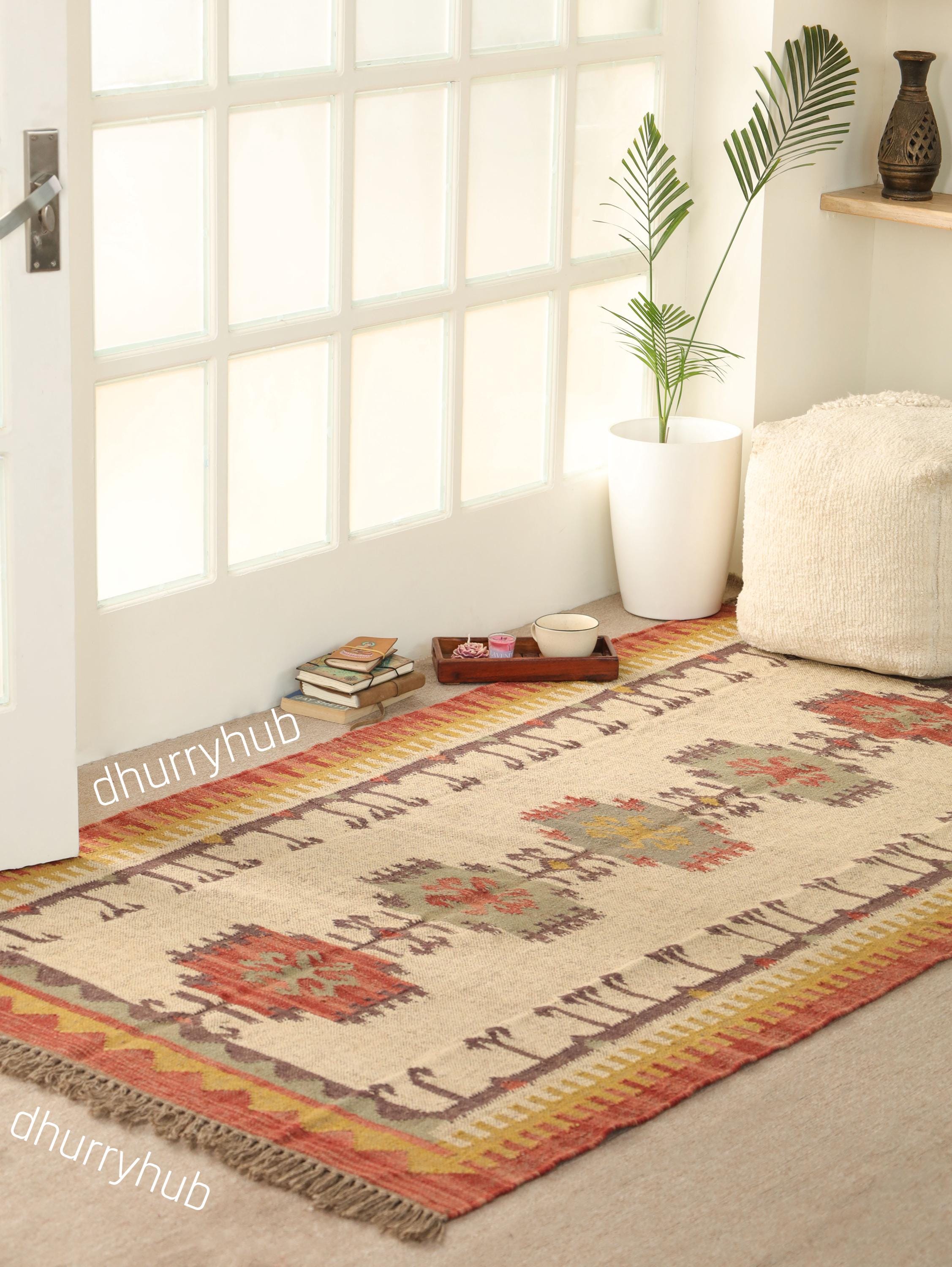Handmade Wool Jute Kilim Rug, Aztec Accent, 4x6 Ft - Etsy