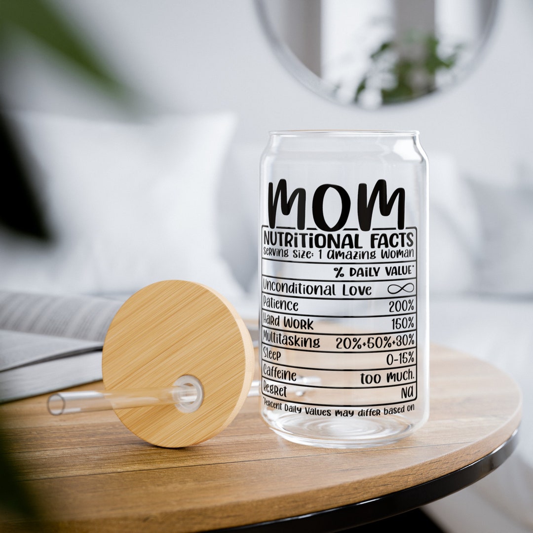 Mom Nutrition Fun Facts Iced Coffee Cup, Nutrition Facts Mothers Gift ...