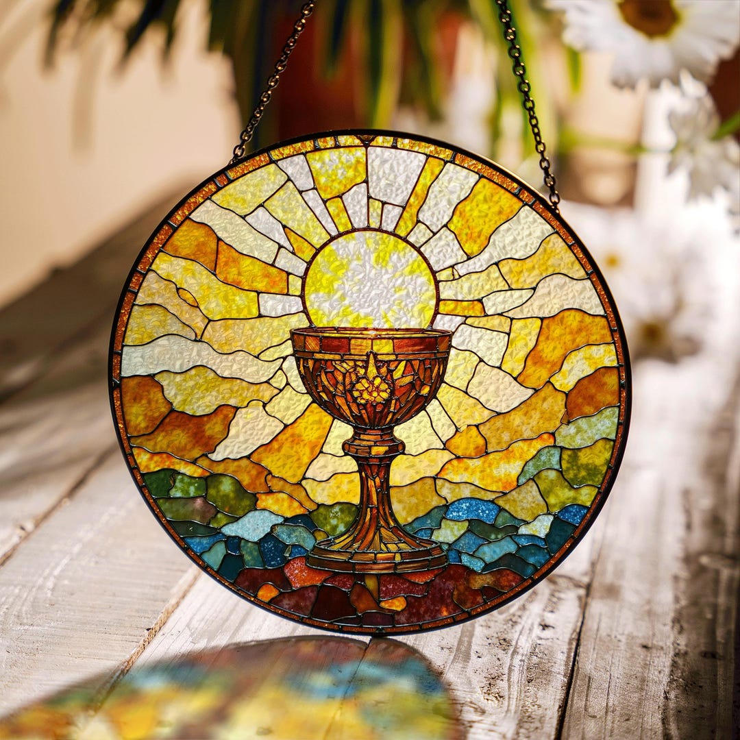Stained Glass Chalice and Host Sun Catcher Catholic Window Decor First ...