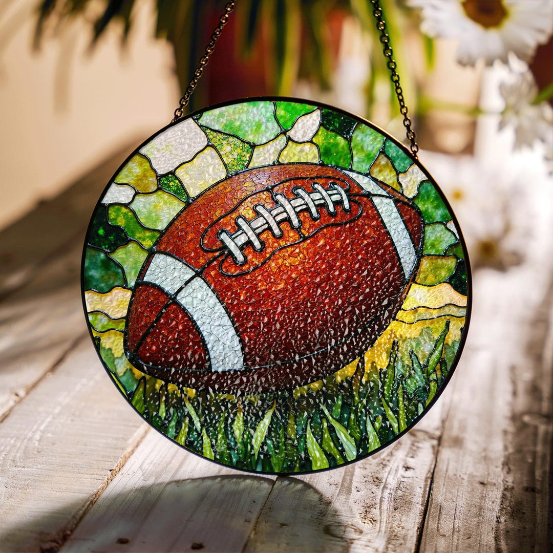 Football Stained Glass Suncatcher for Sports Lovers Unique Window ...