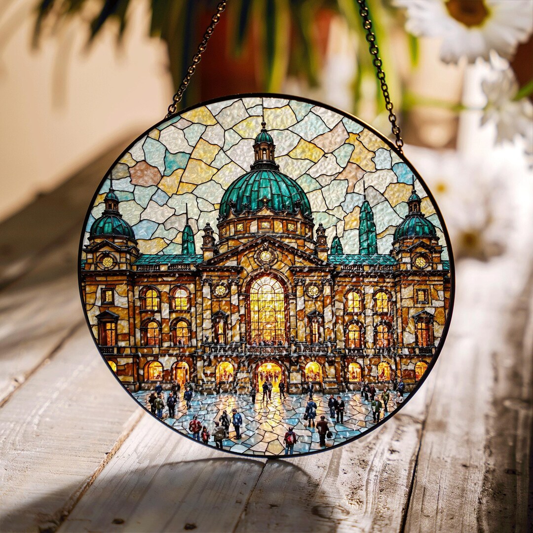 Stained Glass Window Art Beautiful Architecture Sun Catcher Gift for ...