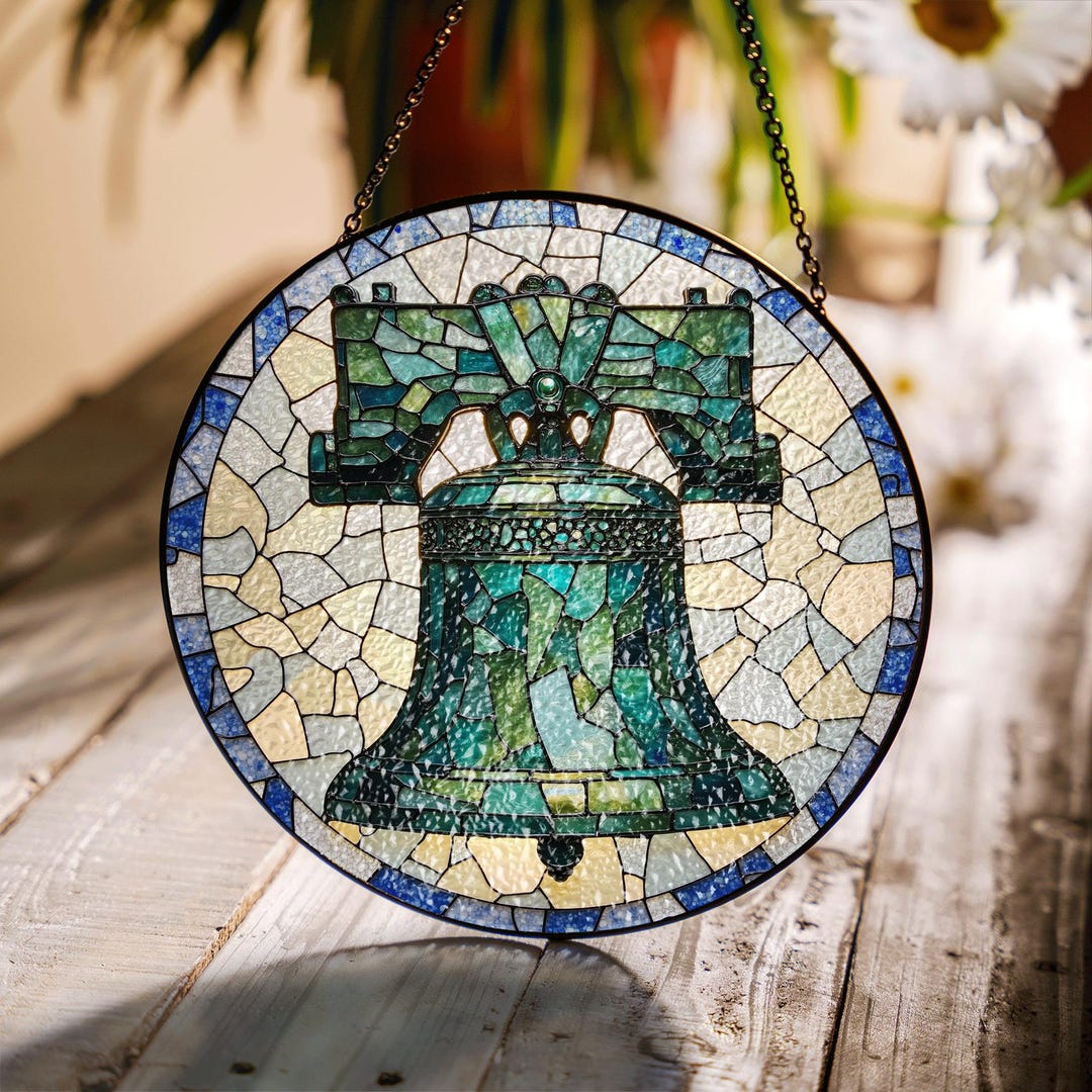 Liberty Bell Stained Glass Suncatcher Window Hanging Gift for History ...