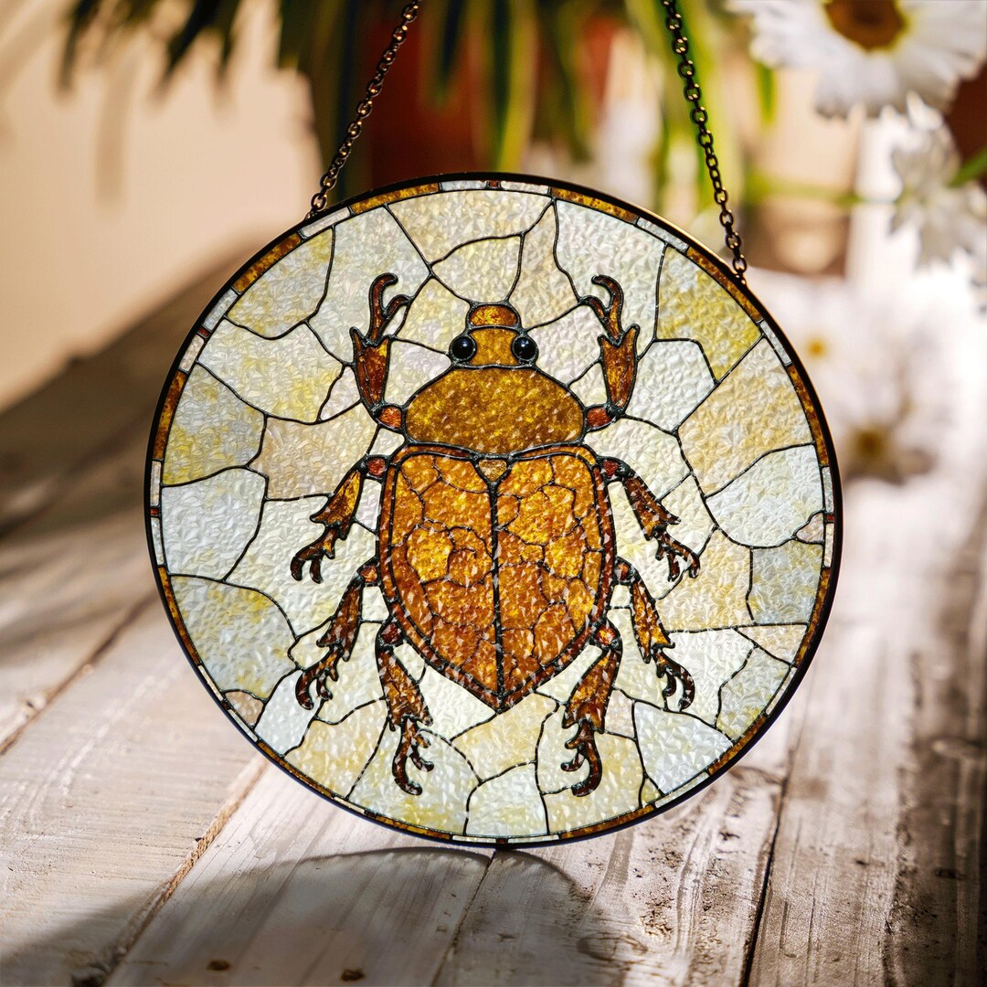 Stained Glass Beetle Suncatcher Vintage Home Decor Unique Gift for ...