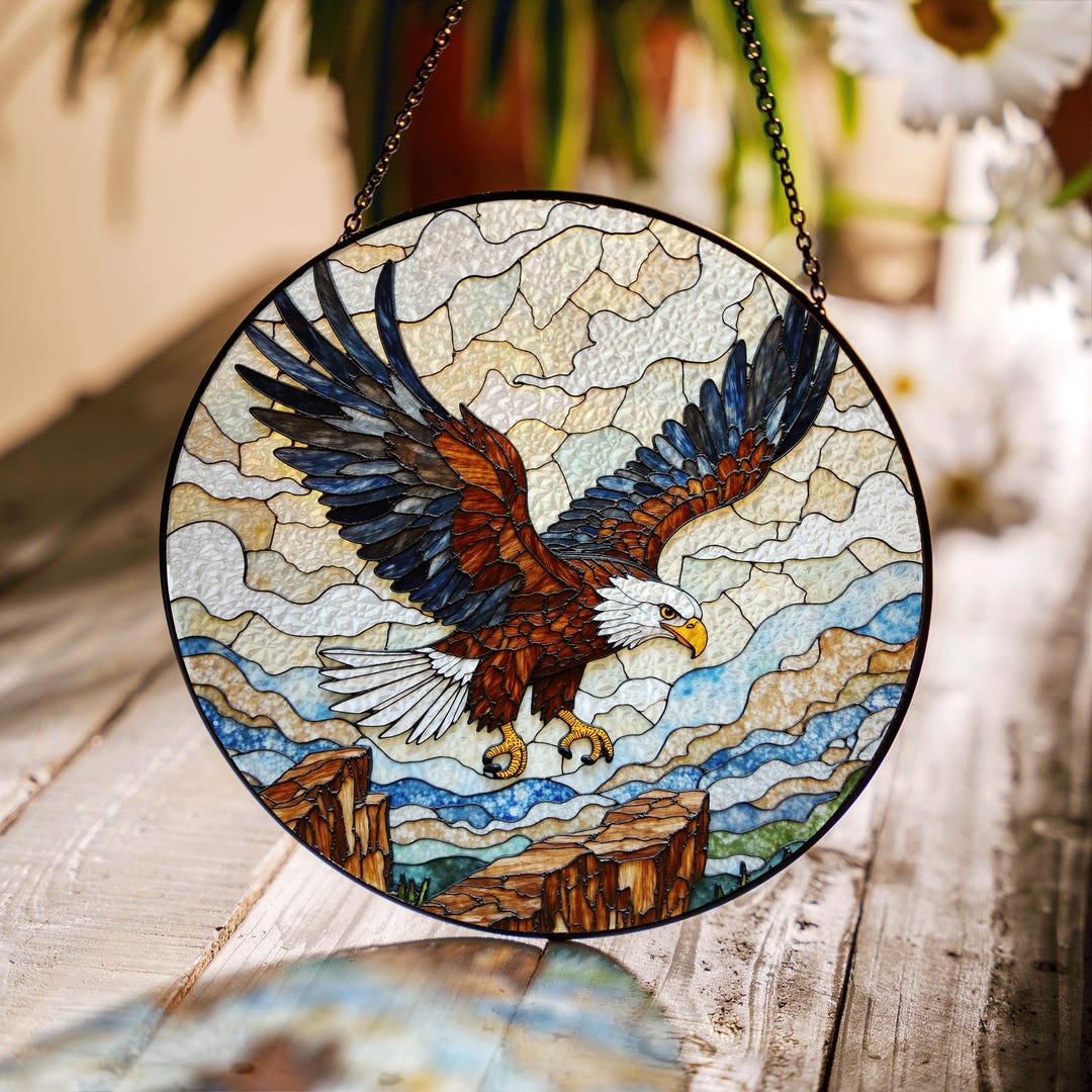 Soaring Bald Eagle Over Canyon Cliffs Stained Glass Window Suncatcher Gift for Dad - Etsy