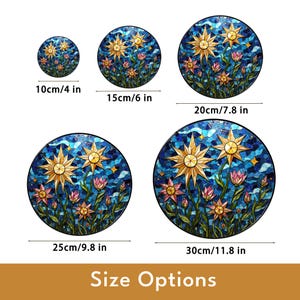 Sun and Star Floral Stained Glass Suncatcher Window Hanging Gift for ...