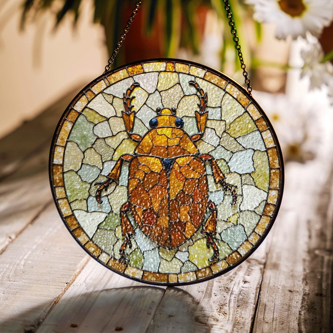 Beetle Stained Glass Suncatcher Handmade Sun Catcher Gift for Nature ...