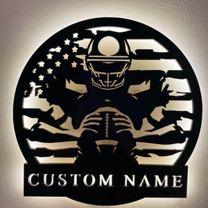 Custom American Football Acrylic Wall Decor With Lights - Personalized ...