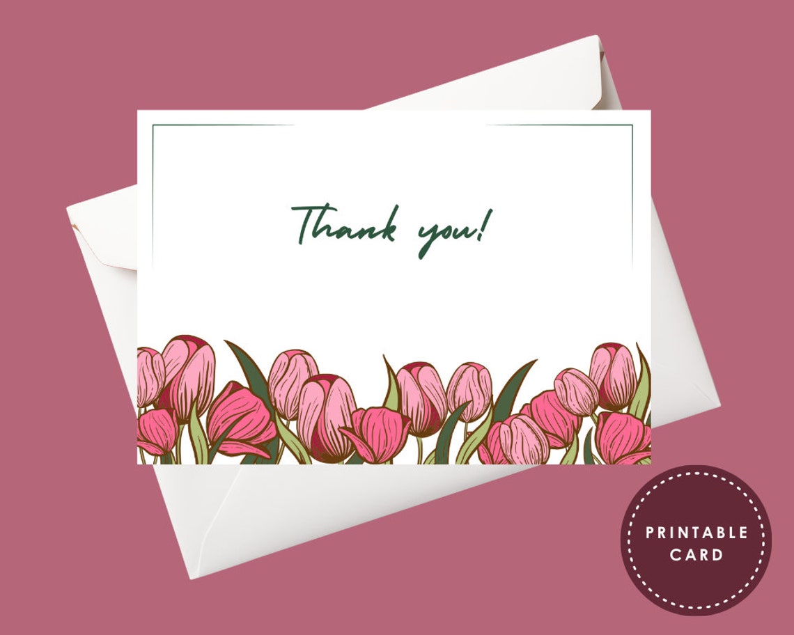 Printable Thank You Card Floral Thank You Card Flower Thank You Card ...
