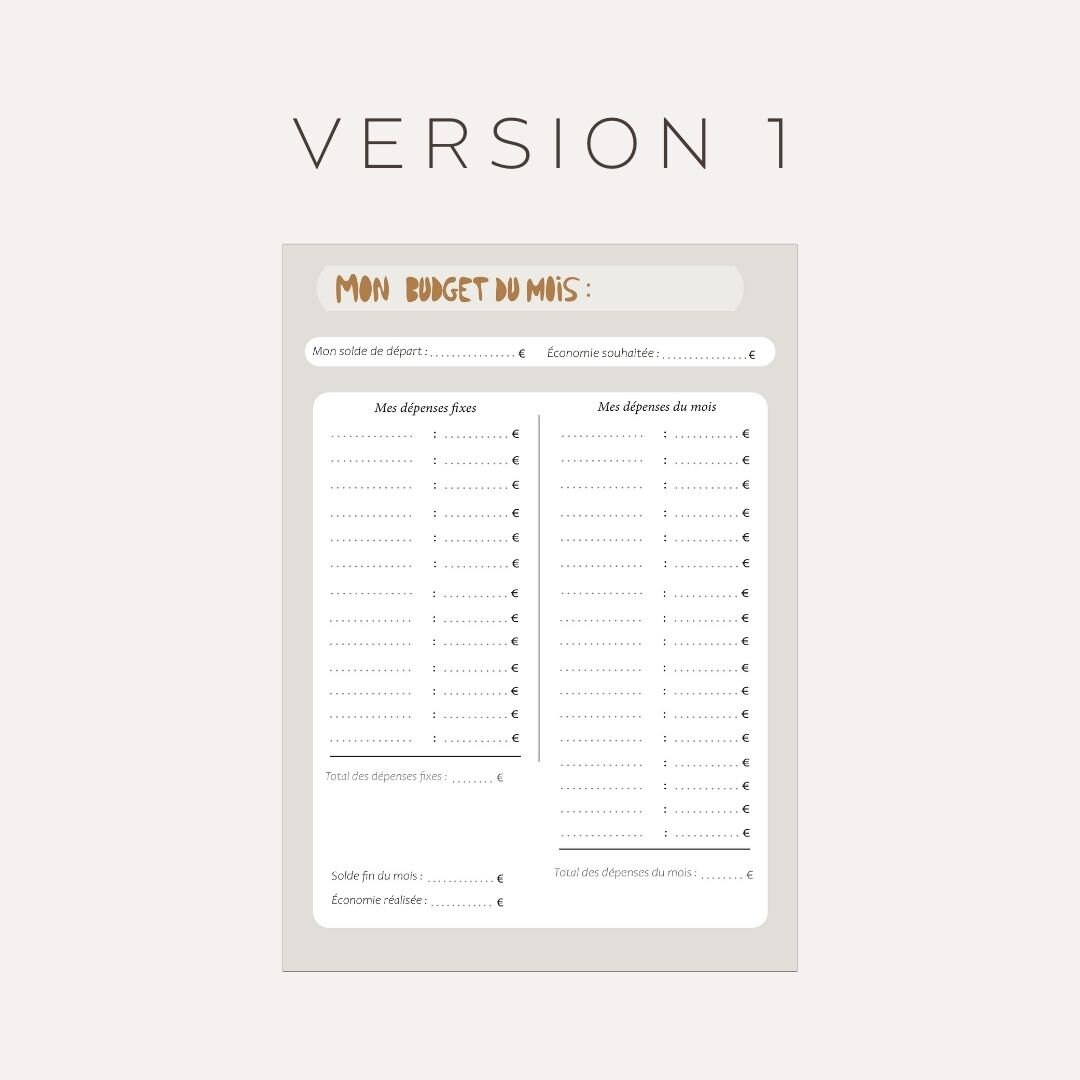 Fiches budget mensuel à imprimer 2 modèles différents 6 PDF - Etsy France