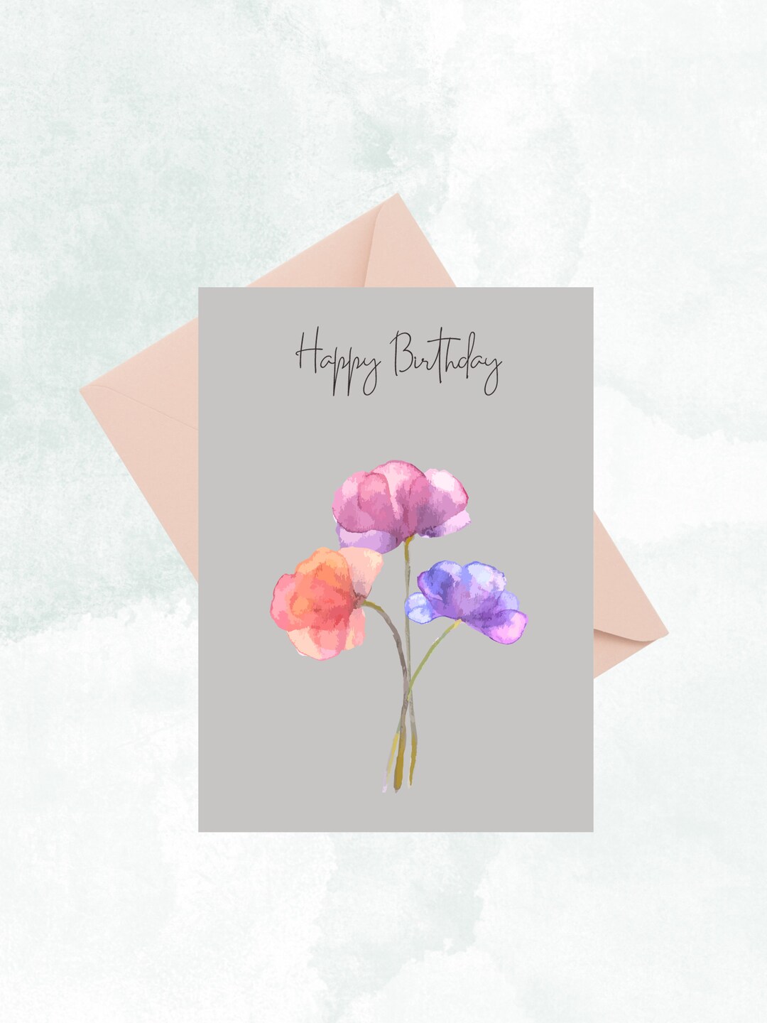 Printable Floral Card - Etsy