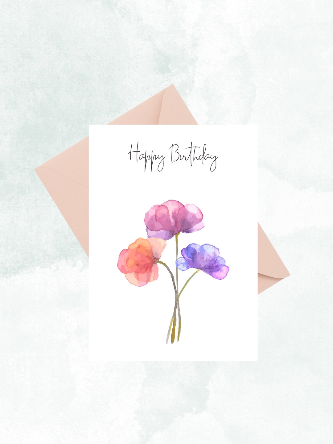 Printable Floral Card - Etsy
