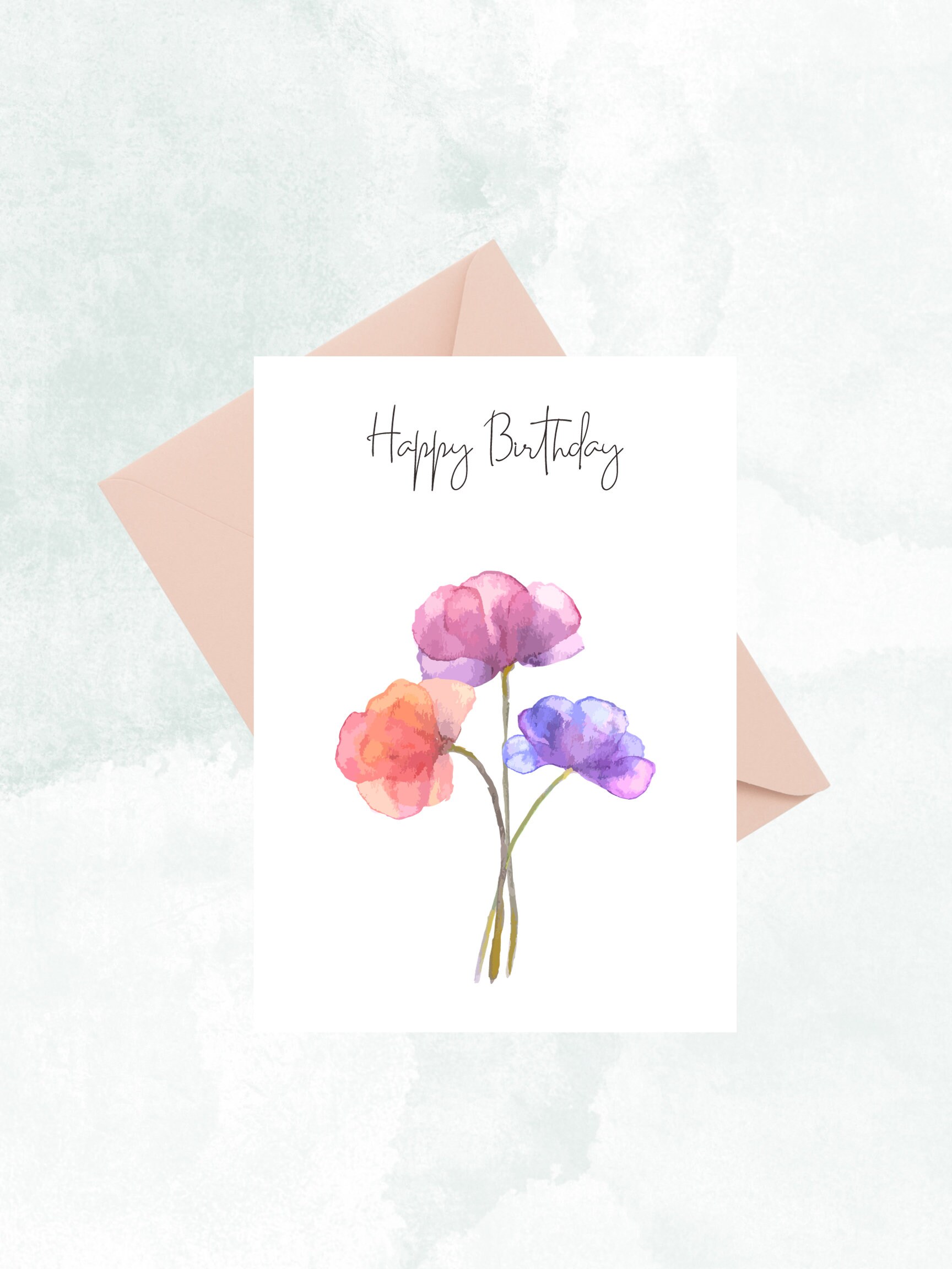 Printable Floral Card - Etsy