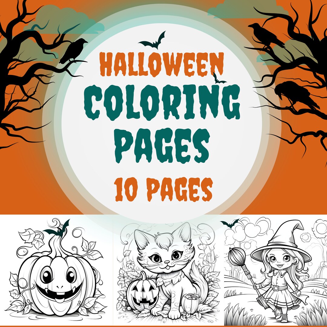 Printable Halloween Coloring Pages for Kids 10 Cute Designs - Etsy
