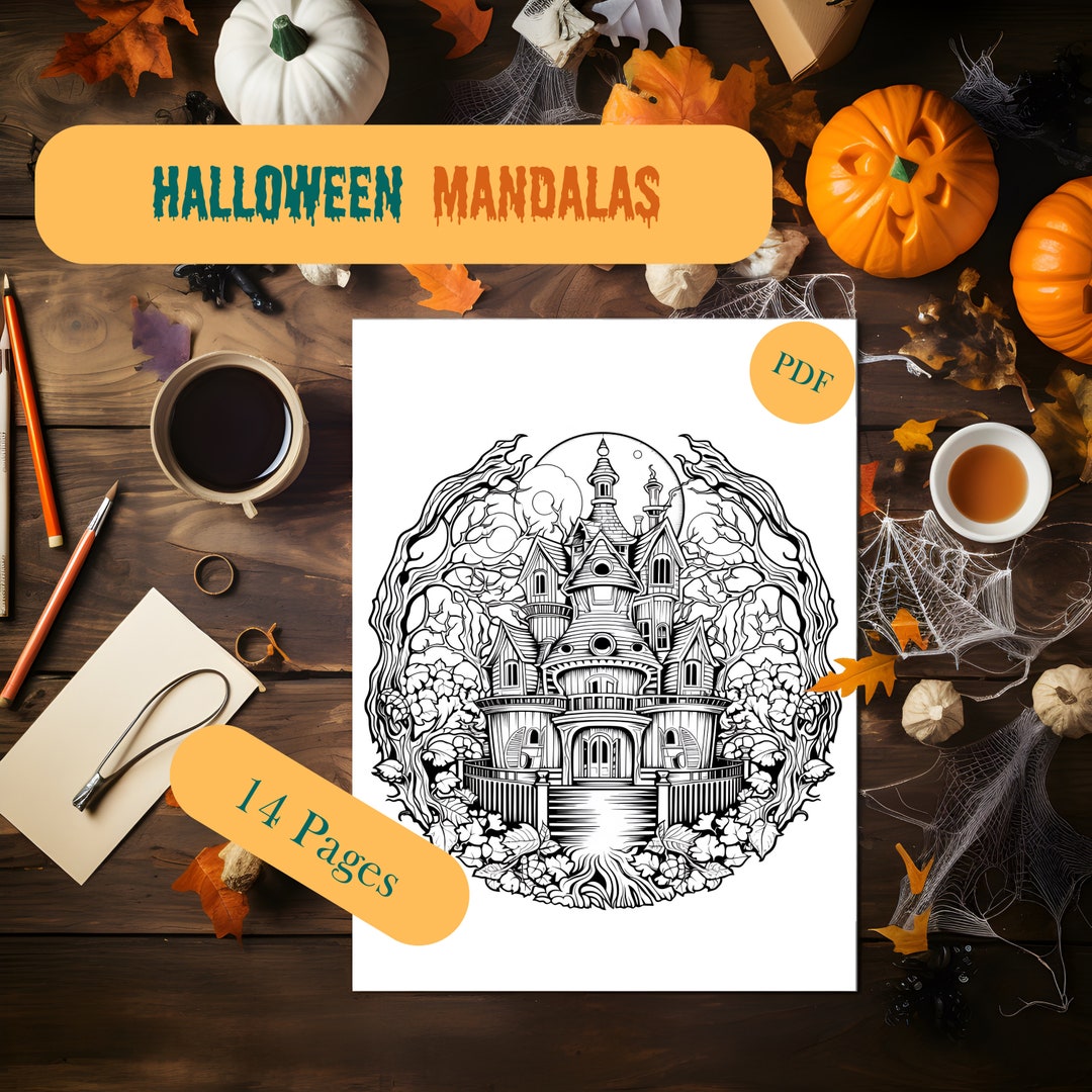 Halloween Coloring Pages 14 Halloween Mandalas Instant Digital Download ...