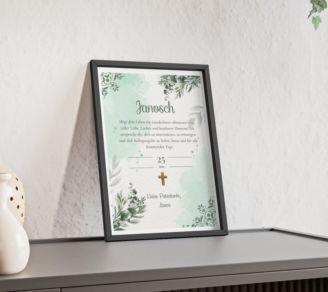 Personalized Godparent Letter Poster Framed Gift Godchild for Baptism ...
