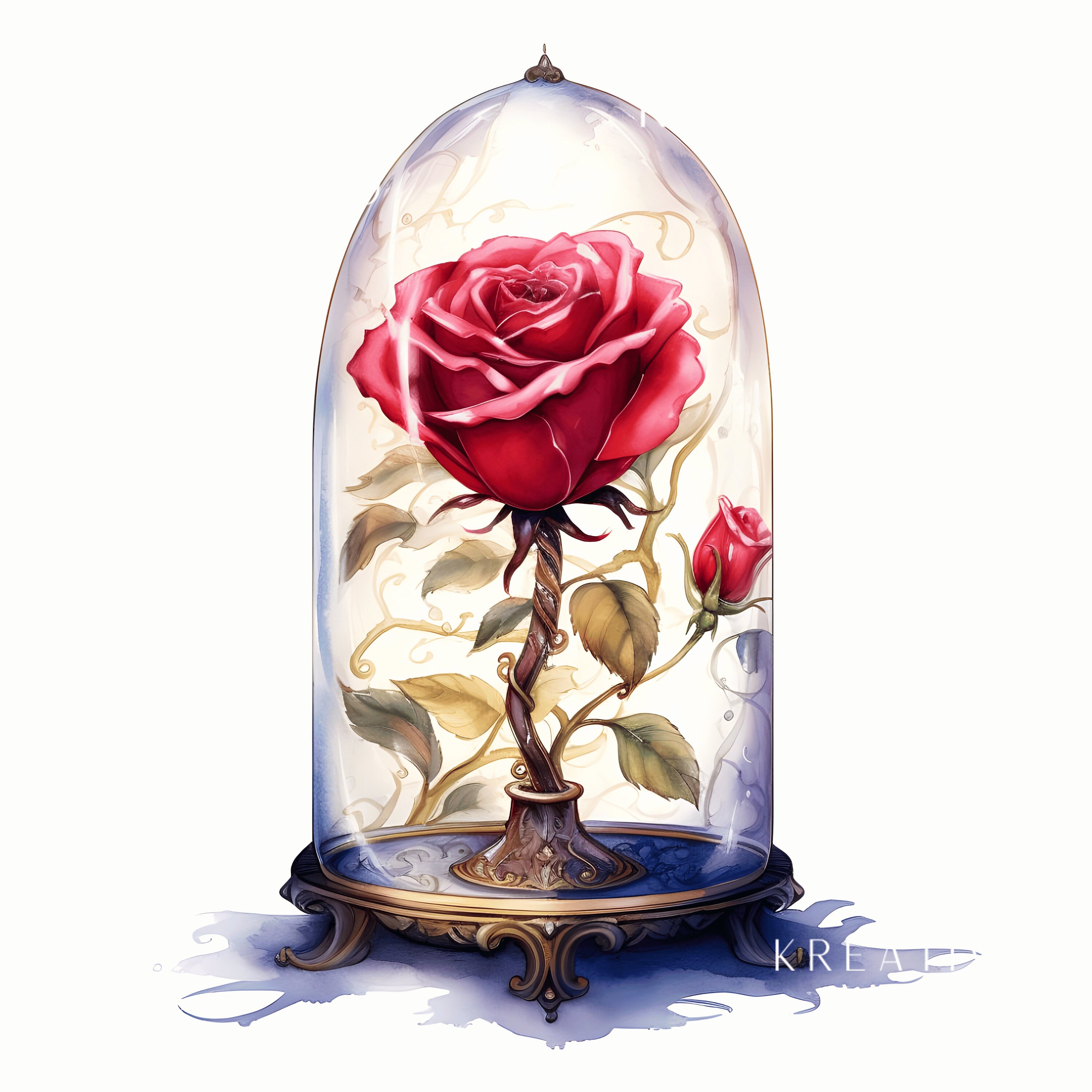 12 Eternal Rose Watercolor Png Clipart, Christmas Png Design, Christmas ...