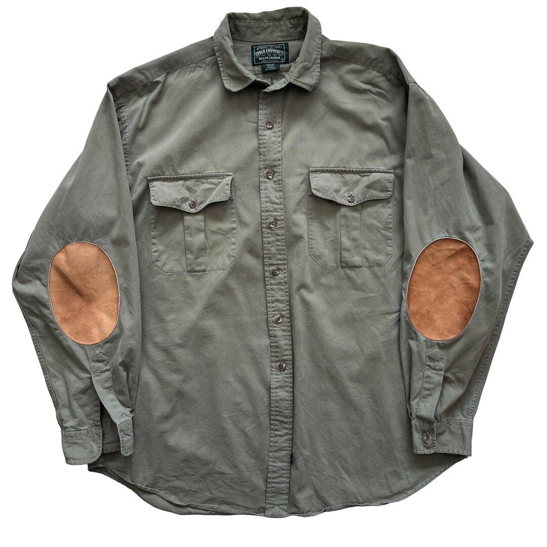 Vintage Polo Country Ralph Lauren Military USA Leather Patches Khaki ...