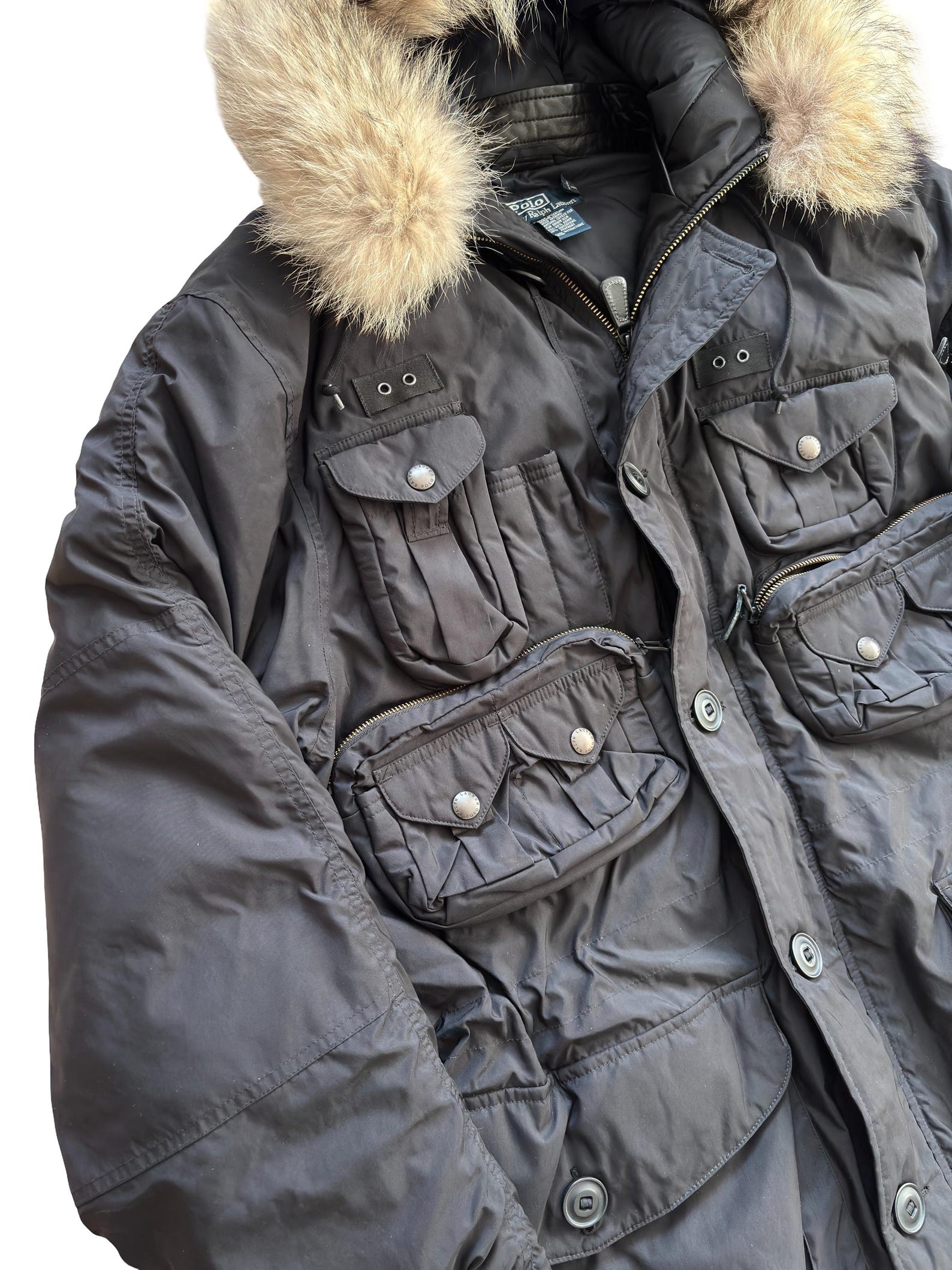 Vintage Polo Ralph Lauren Down Utility Military Long Parka Jacket 2XL ...