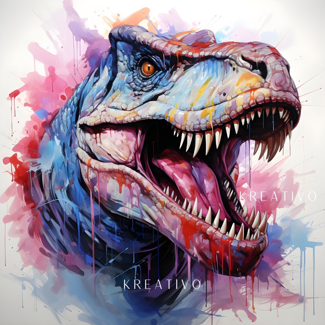 Trex Dinosaur Png Clipart, 10 Watercolor T-rex Dinosaur Png, Boys ...