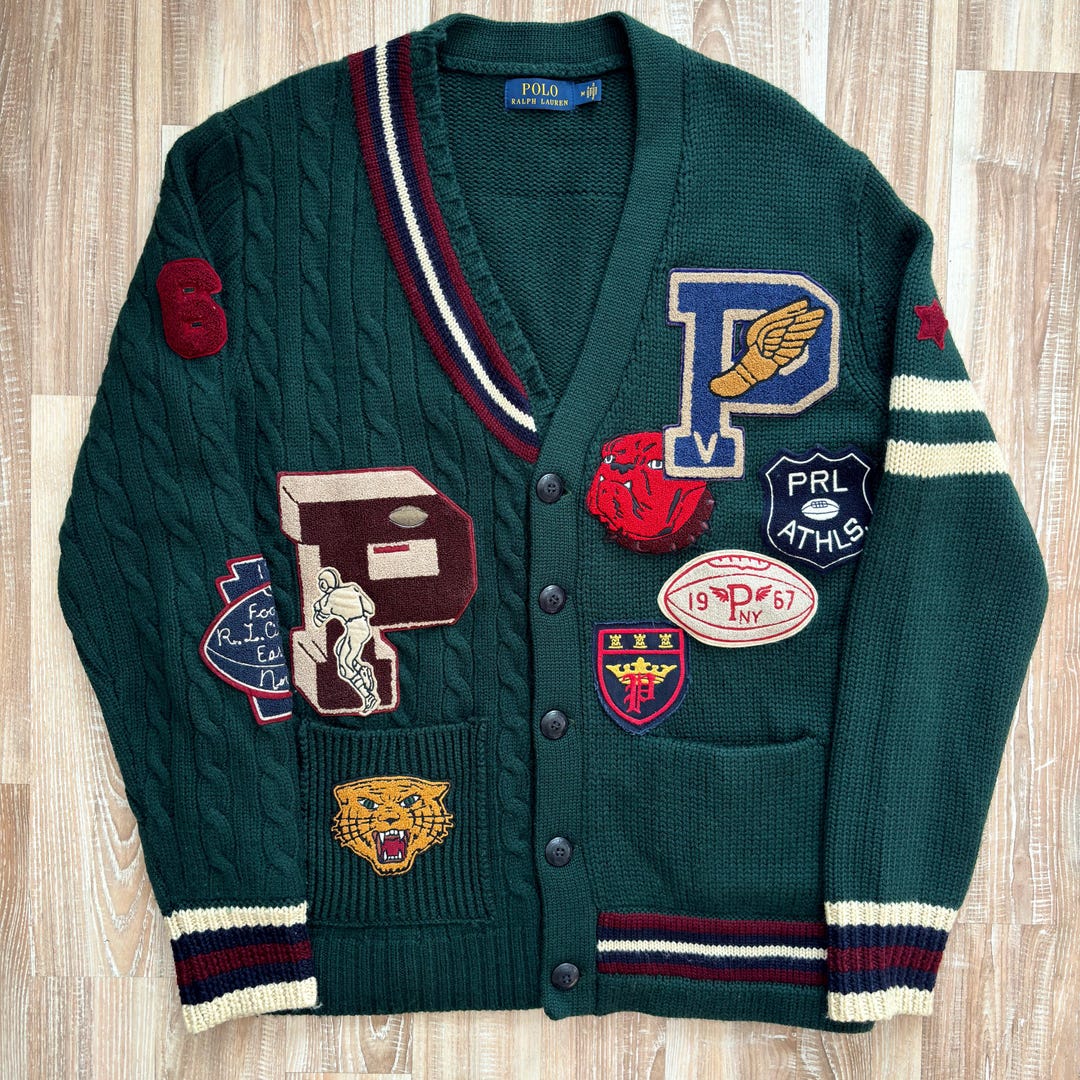 Rare Polo Ralph Lauren Crest Rugby Varsity Letterman Patchwork Wool ...