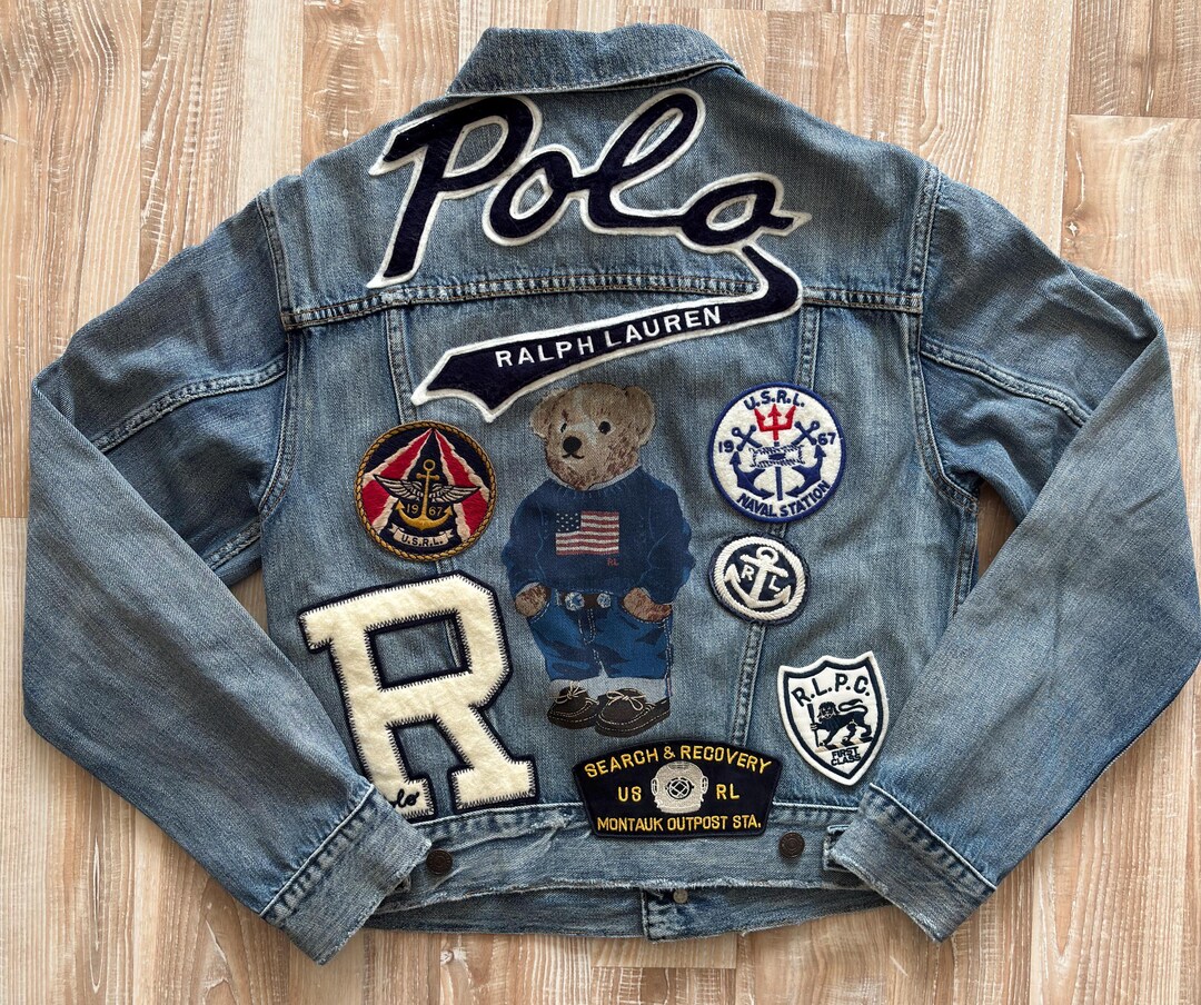 RARE Polo Ralph Lauren Capsule Bear Patchwork Capsule Denim Jacket S RRL - Etsy