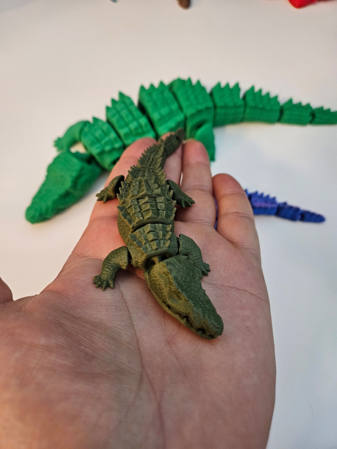 3D Printed Articulated Crocodile Fidget Desk Toy - Etsy
