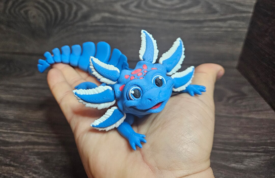 Premium Articulated Axolotl Big Smile - 3d Printed Flexible Sensory Toy ...