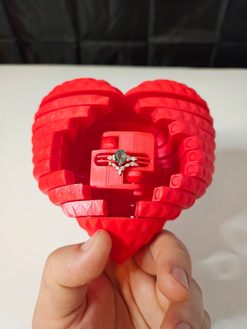 3DP Open Heart 3D Printed Ring Gift Box Valentines Day Anniversary - Etsy