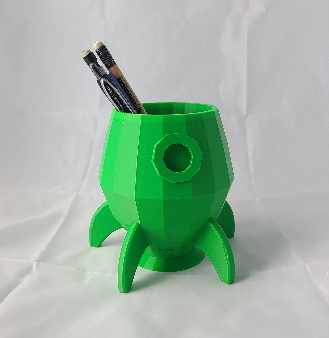 Pen Holder Low Poly Rocket Pencil Holder Desk Organizer 3D Printed - Etsy