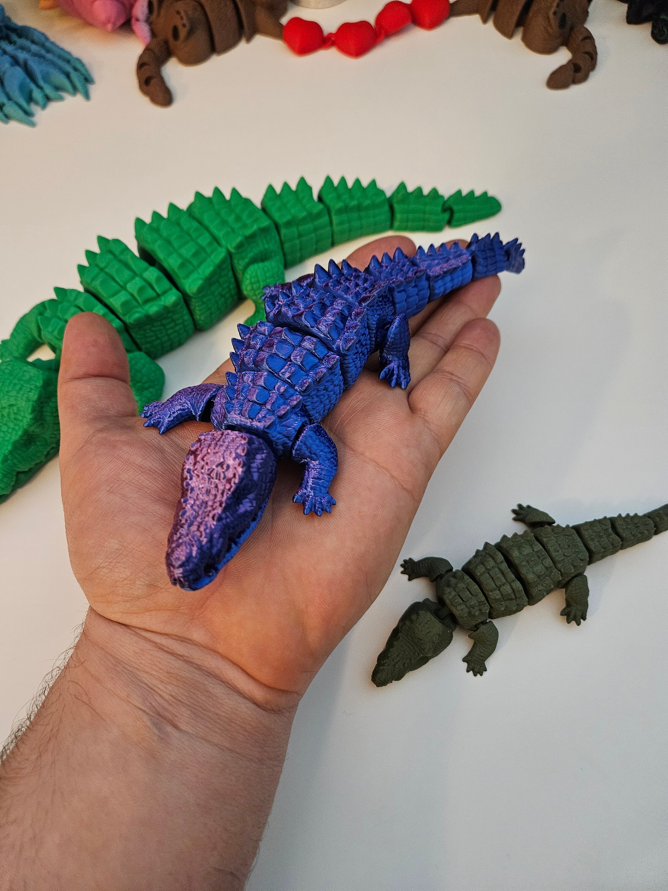 3D Printed Articulated Crocodile Fidget Desk Toy - Etsy