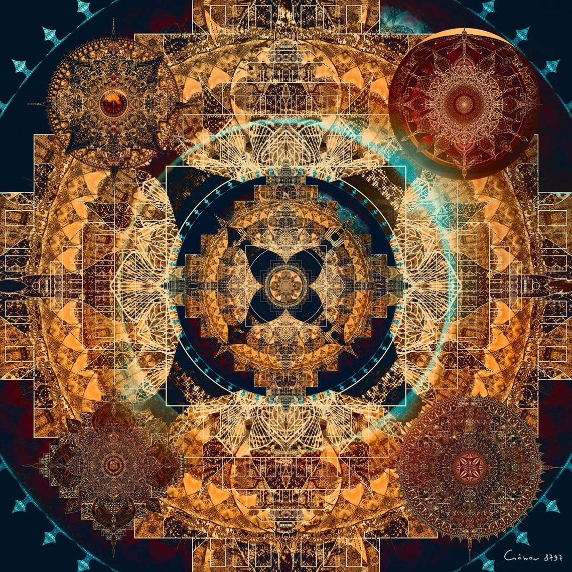 Mandala Wall Art, Sacred Geometry Mandala, Spiritual Harmony Mandala ...