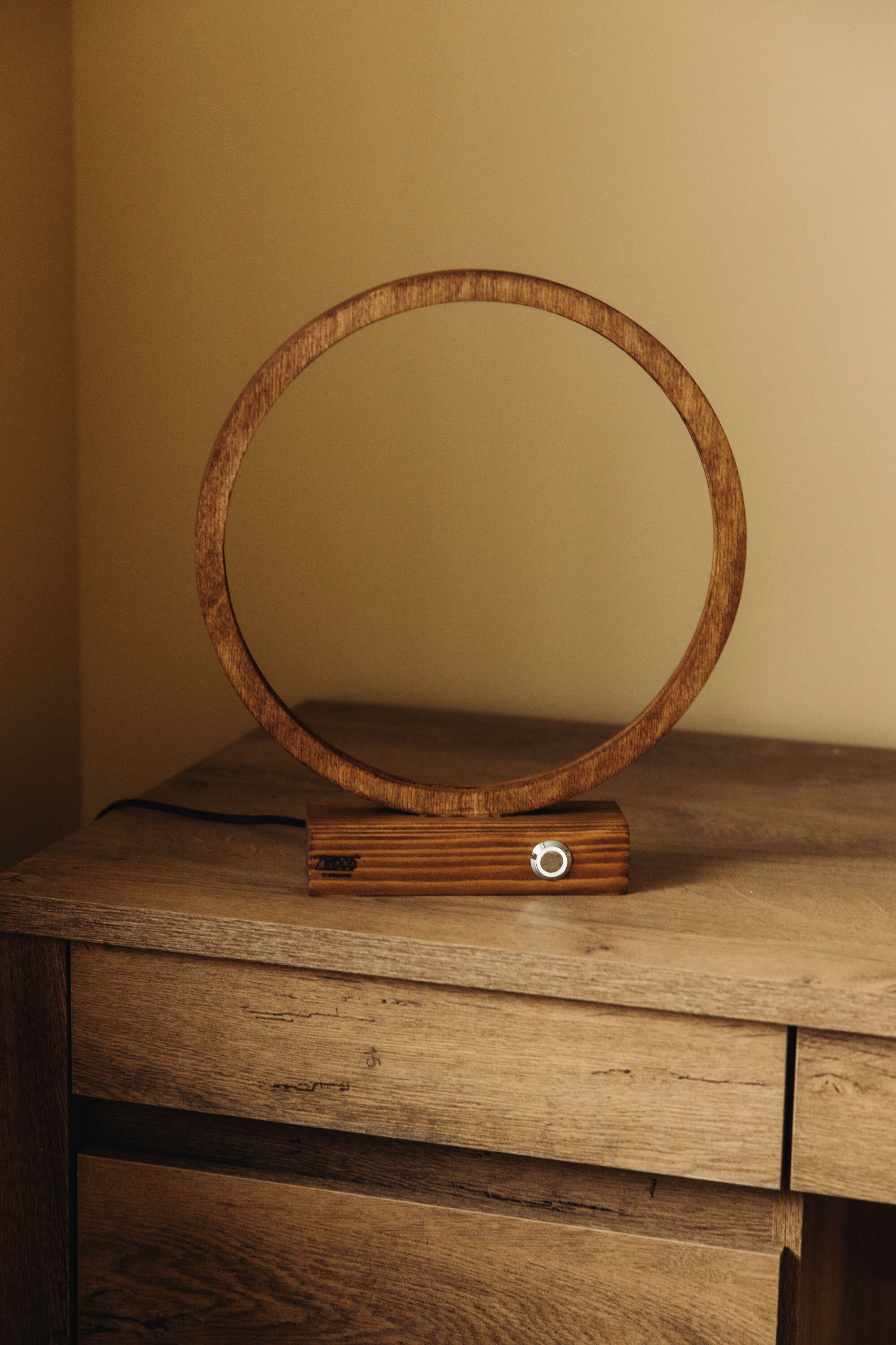 Wood Lamp, Wooden Tabel Lamp, Loft Lamps, Desk Lamp, Round Wooden Lamp ...