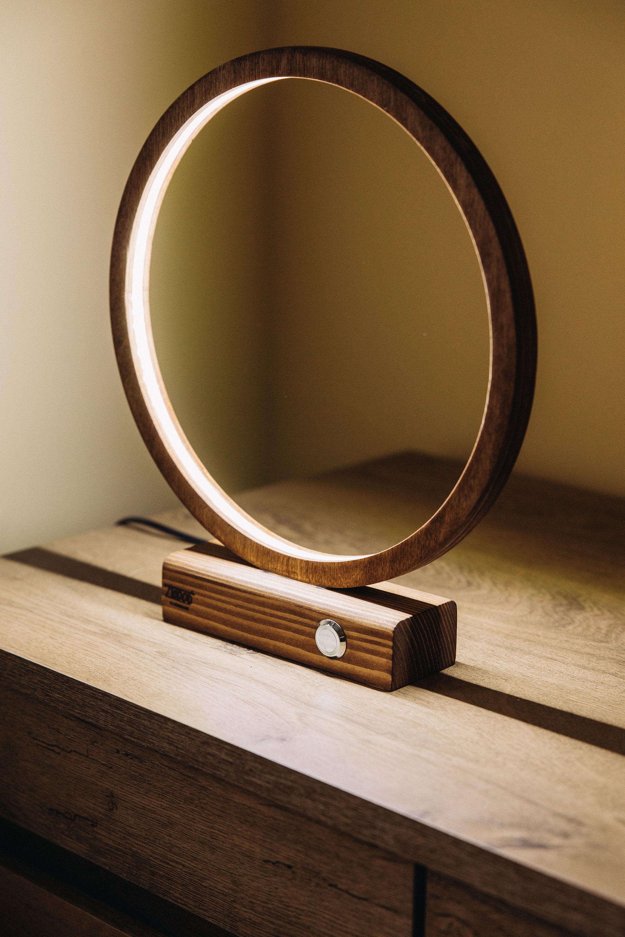 Wood Lamp, Wooden Tabel Lamp, Loft Lamps, Desk Lamp, Round Wooden Lamp ...