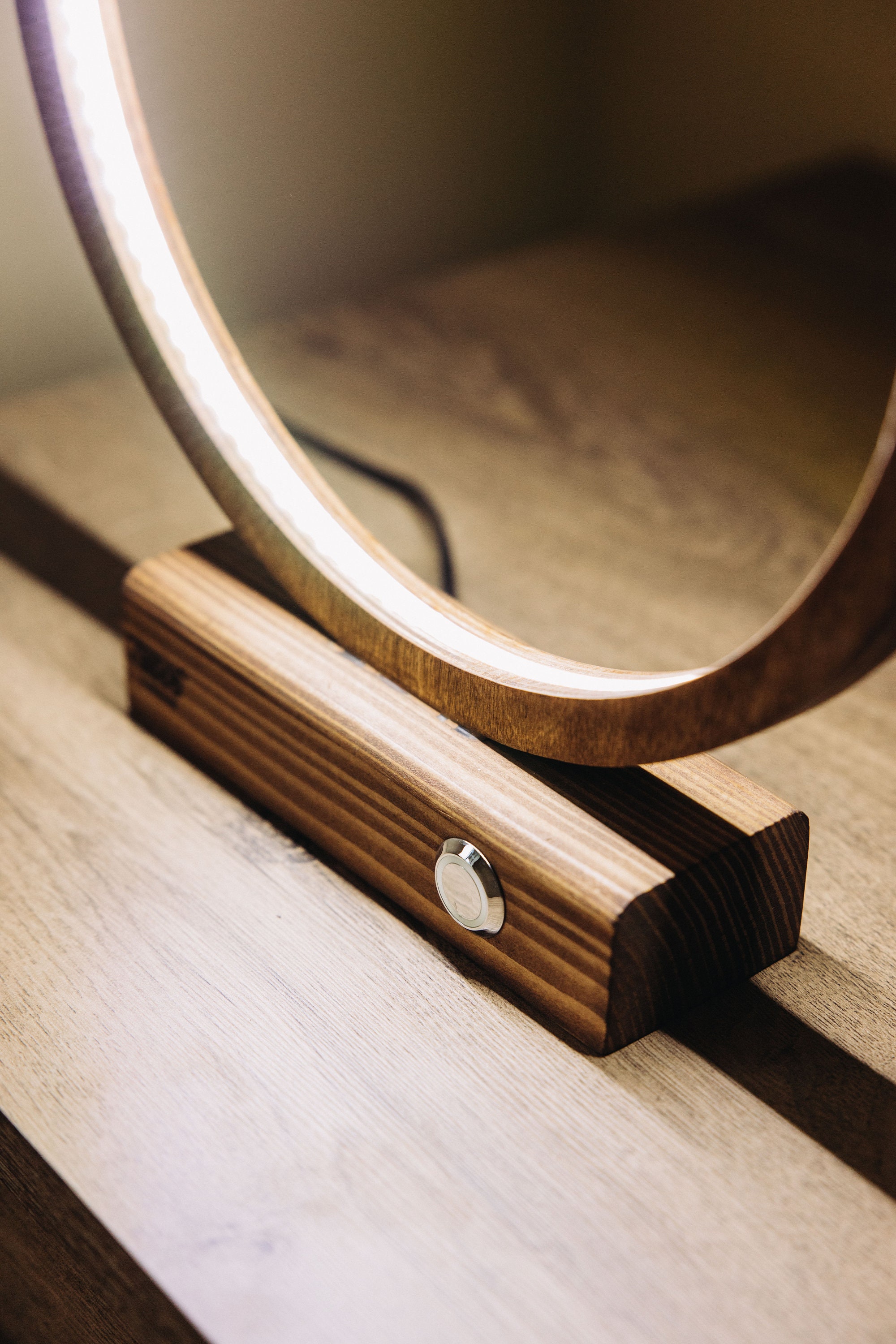 Wood Lamp, Wooden Tabel Lamp, Loft Lamps, Desk Lamp, Round Wooden Lamp ...