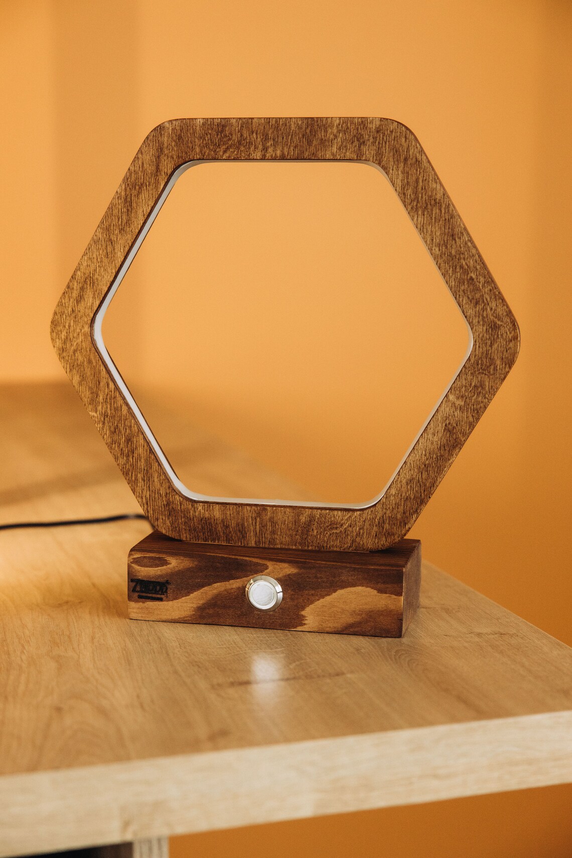 Hexagon LED Table Lamp, Wood Desk Lamp, Hexagonal Minimalist Lamp ...