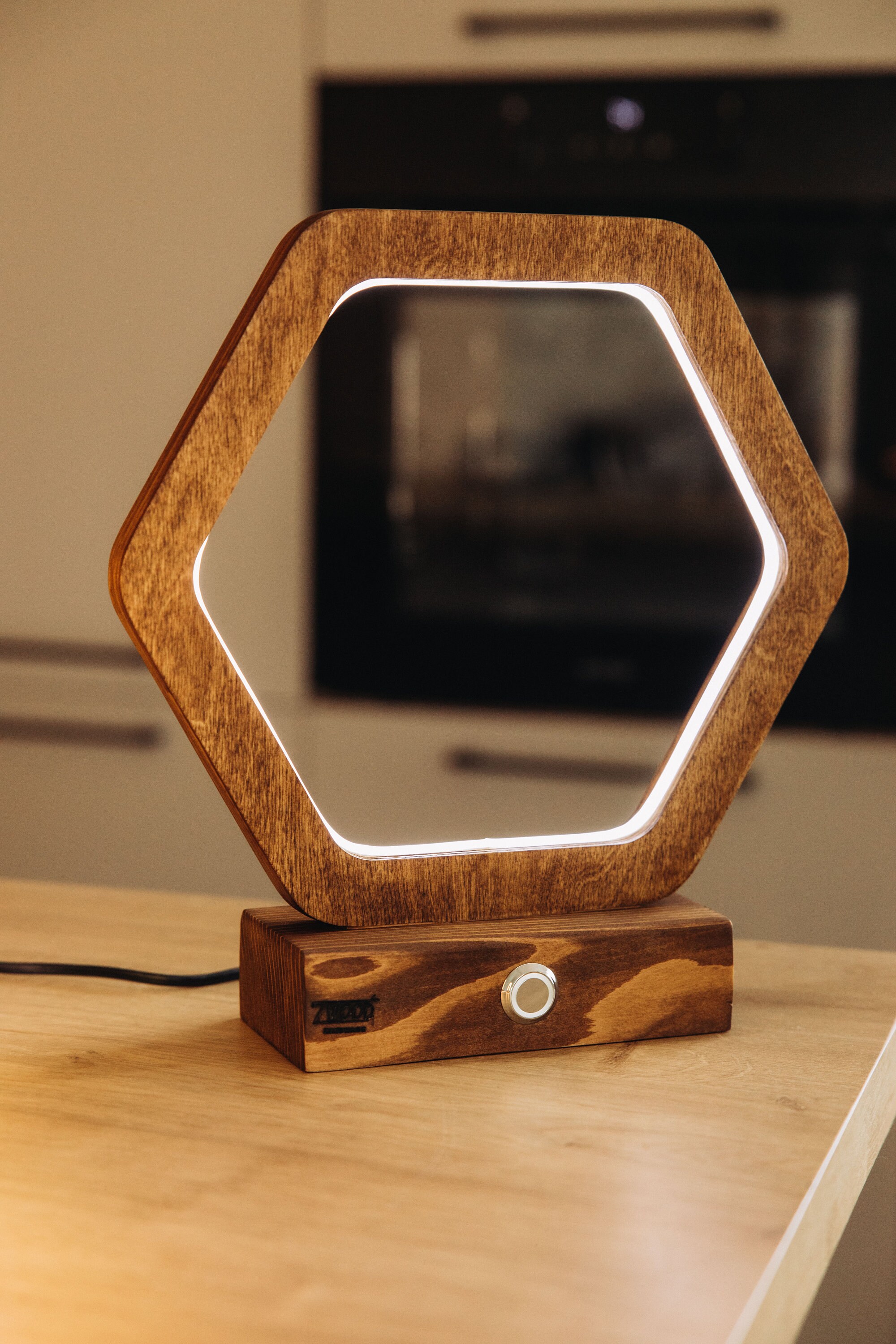 Hexagon LED Table Lamp, Wood Desk Lamp, Hexagonal Minimalist Lamp ...