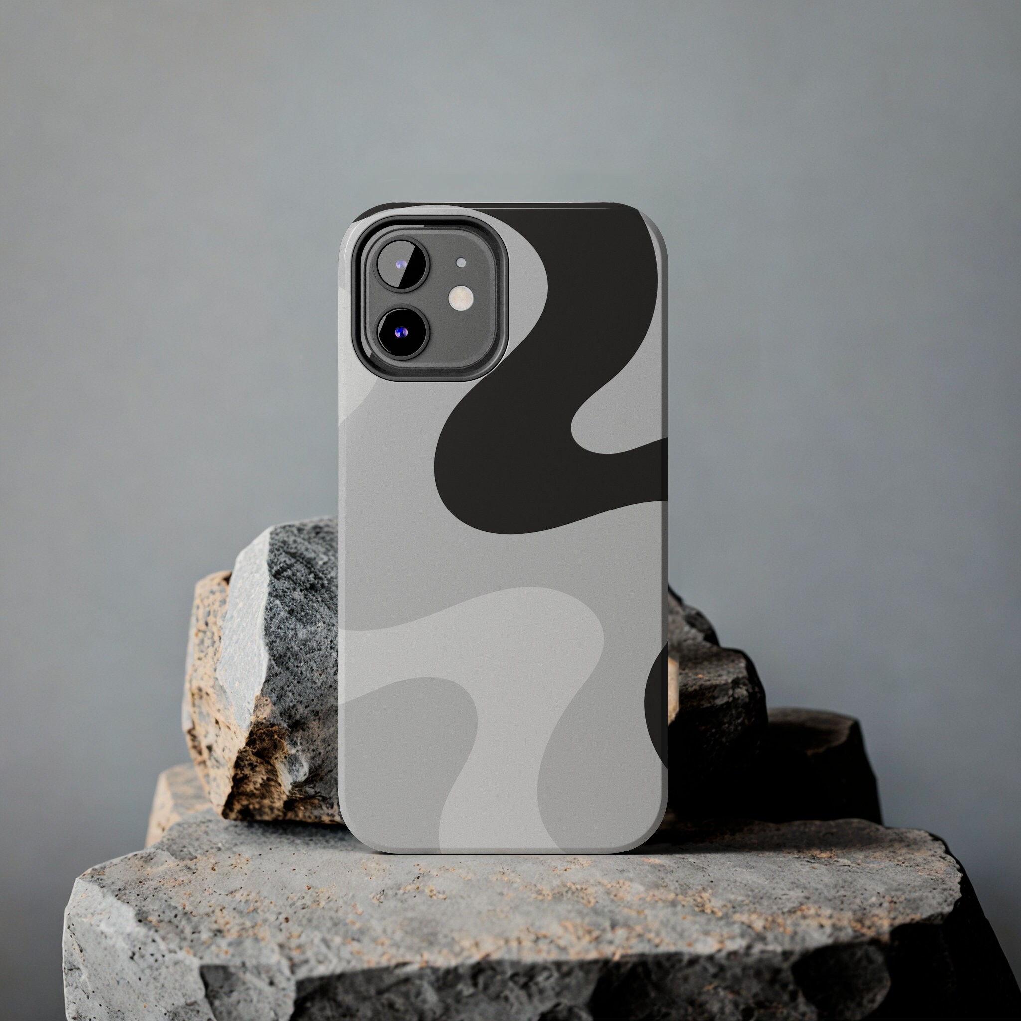 Black and White Abstract Shapes Impact Resistant Phone Case, Compatible ...
