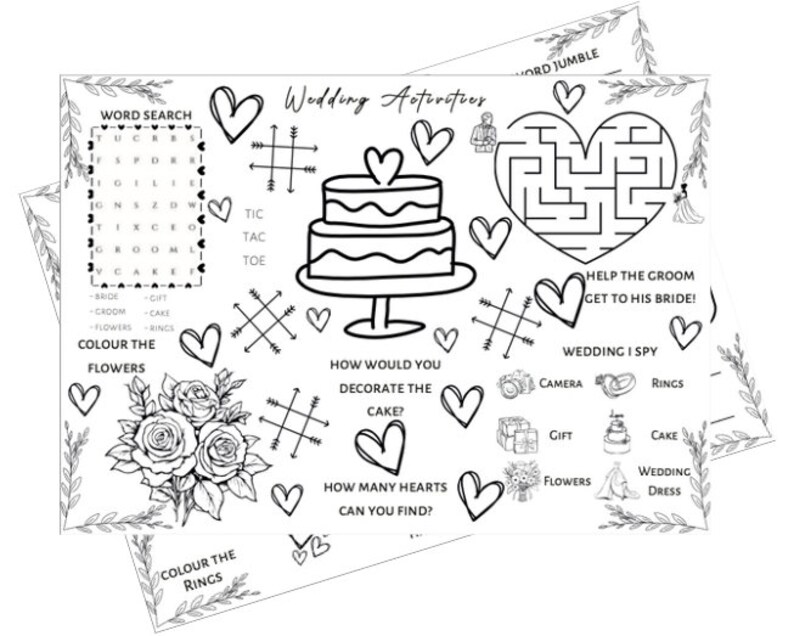 Kids Wedding Activity Sheets - Etsy