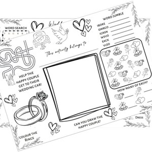 Kids Wedding Activity Sheets - Etsy