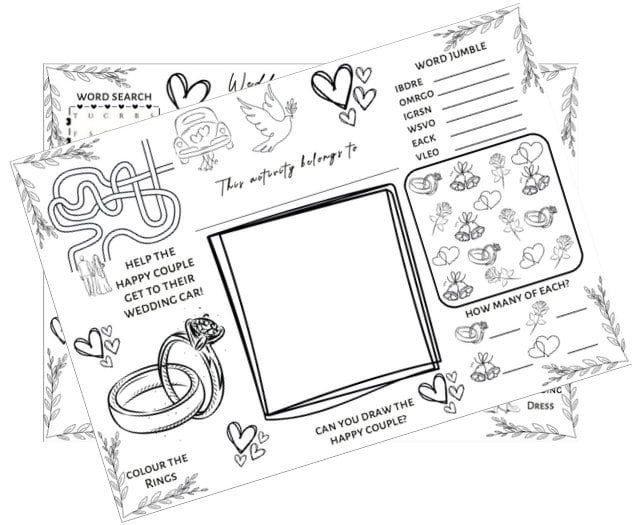Kids Wedding Activity Sheets - Etsy