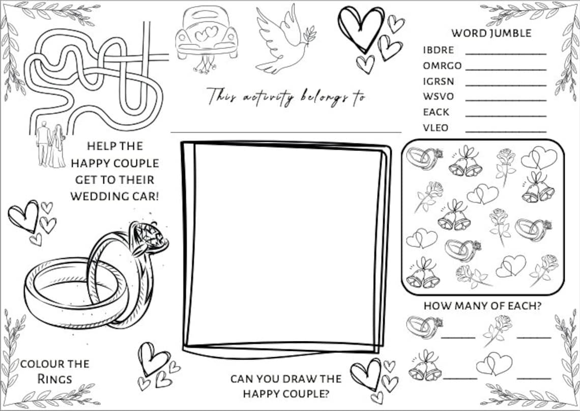 Kids Wedding Activity Sheets - Etsy