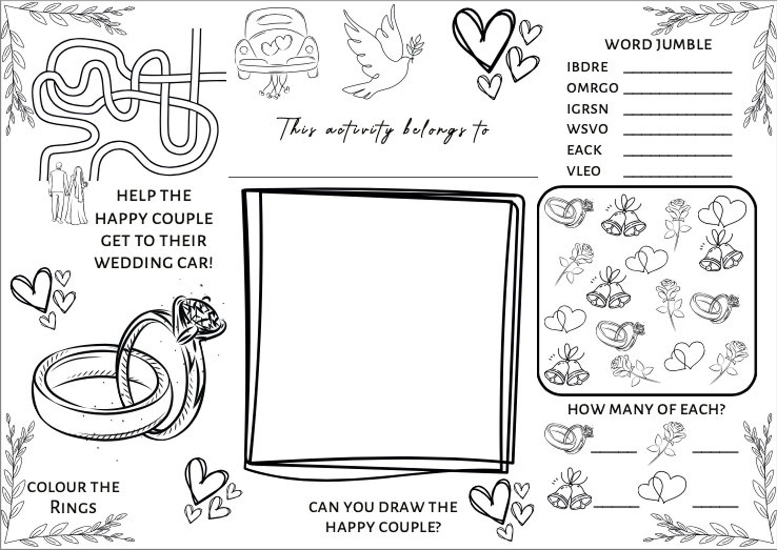 Kids Wedding Activity Sheets - Etsy