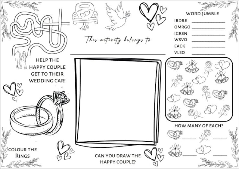 Kids Wedding Activity Sheets - Etsy