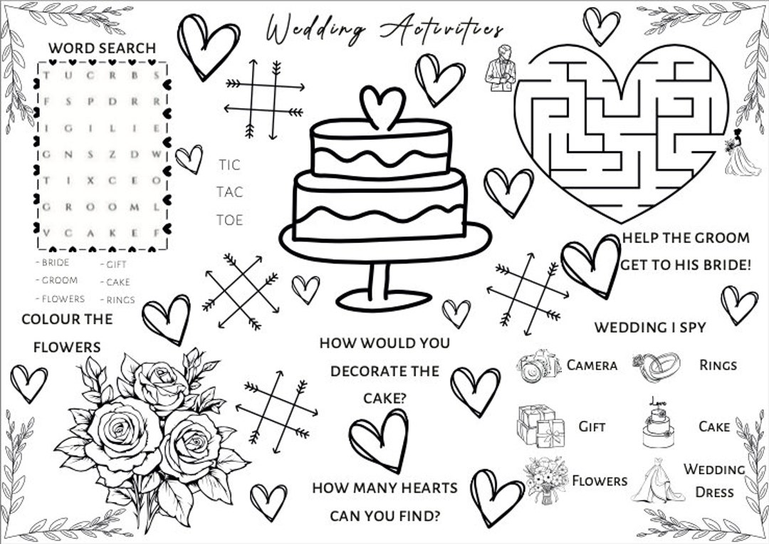 Kids Wedding Activity Sheets - Etsy